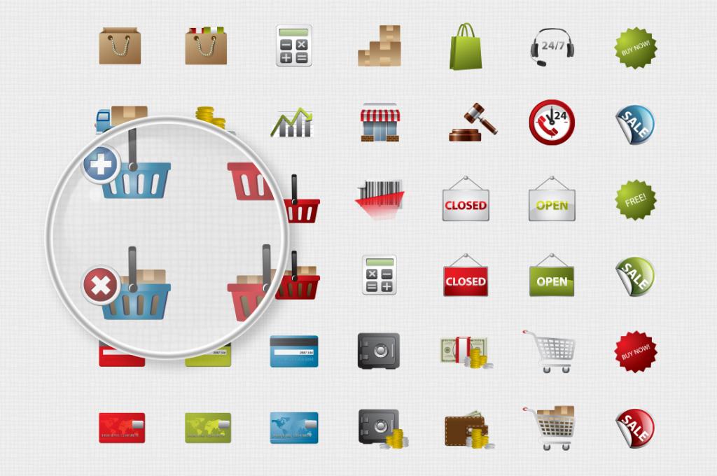 Online store icons