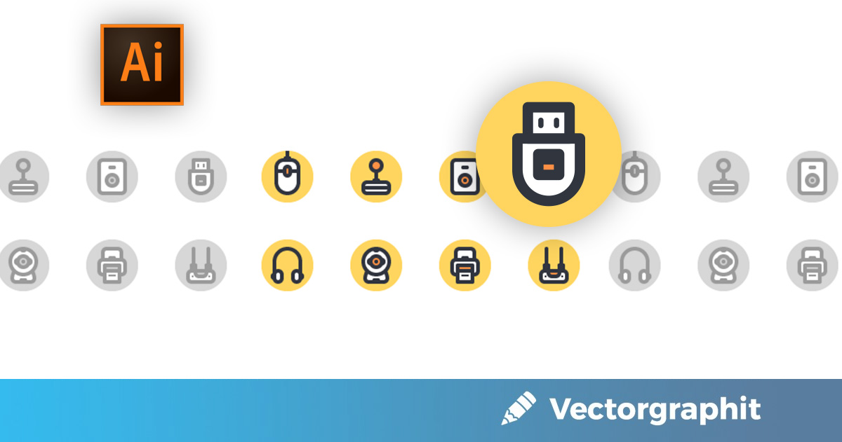 Create a Computer Peripherals Icon Set - 4th Part - USB Stick Icon ...
